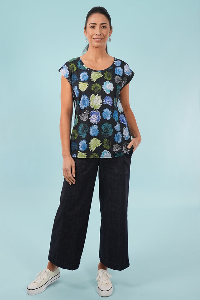 Bobby Top - Summer Flowers in Black – Surface Art